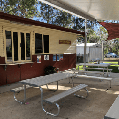 Outdoor lunch seating area at Benarkin State School - Felton Industries